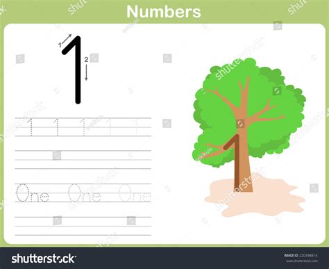 Number Tracing Worksheet Writing Stock Vector Royalty Free Shutterstock