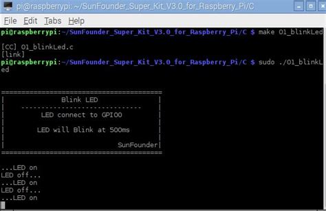 Lesson Blinking LED SunFounder Super Kit V For Raspberry Pi Documentation