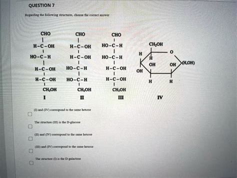 Solved Question Regarding The Following Structure Uaes Cho Cho Cho H C Oh H C Oh Ho C H