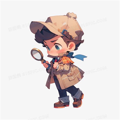 拿放大镜查案小侦探元素图片免费下载 Png素材 编号ve9iwx90r 图精灵