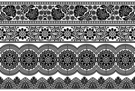 Vector Set Of Floral Elements Seamless Pattern For Frames And Borders
