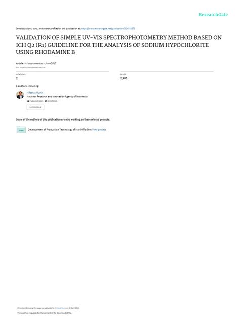Validation Of Simple Uv Vis Spectrophotometry Meth Pdf Detection Limit Spectrophotometry