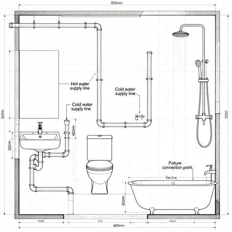 Bathroom Plumbing Layout Drawing Pdf Ai Designs