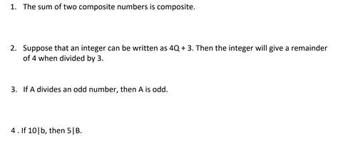 solved 1 the sum of two composite numbers is composite 2