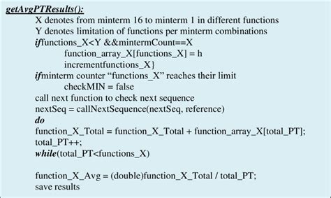 2 Pseudo Code Generating Average Pt Used Per Minterm Combination Of The Download Scientific