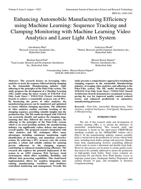 Enhancing Automobile Manufacturing Efficiency Using Machine Learning