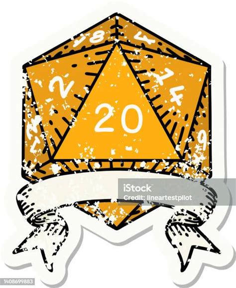 자연 20 임계 히트 D20 주사위 롤 그런 지 스티커 굴리기에 대한 스톡 벡터 아트 및 기타 이미지 굴리기 문신 미술품 Istock