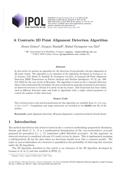Pdf A Contrario 3d Point Alignment Detection Algorithm