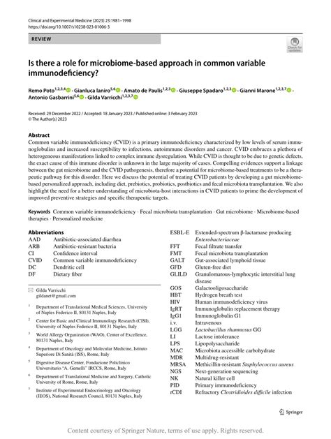 pdf is there a role for microbiome based approach in common variable