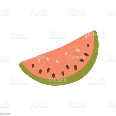 파스텔 핑크 그린의 수박 슬라이스와 낙서 프리 핸즈 스타일의 씨앗 벡터 일러스트 레이 션 0명에 대한 스톡 벡터 아트 및 기타