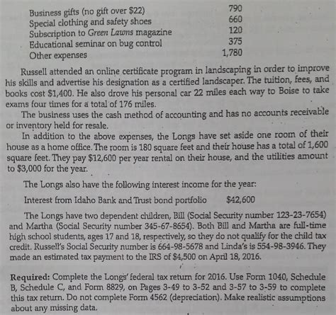 Solved For Russells Schedule C Fill In A Description For