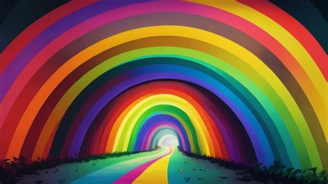 Premium Ai Image Rainbow Portal Illustration Of Dark Tunnel With