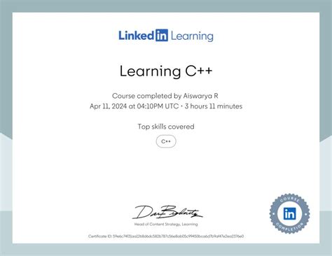 Aiswarya R On Linkedin Certificate Of Completion