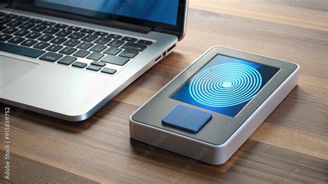 A Security Token Password And Fingerprint Scanning Device Rest On A Desk Demonstrating Layers A Security Token Password And Fingerprint Scanning Device Rest On A Desk Demonstrating Layers