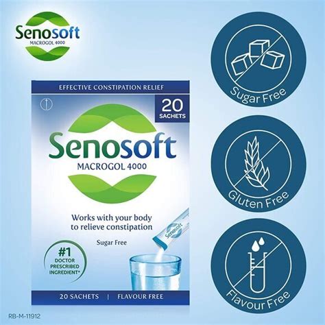 Senosoft Constipation Relief Macrogol 4000 Osmotic Laxatives 20 Sachets