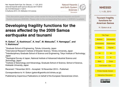 Pdf Developing Fragility Functions For The Areas Affected By The 2009