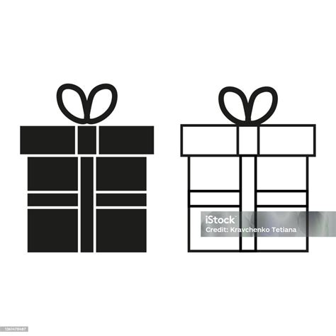 두 개의 기프트 실루엣 아이콘 흑백 서프라이즈 박스 휴일 장식 윤곽 예술 벡터 그림입니다 스톡 이미지 가방에 대한 스톡 벡터 아트 및 기타 이미지 Istock
