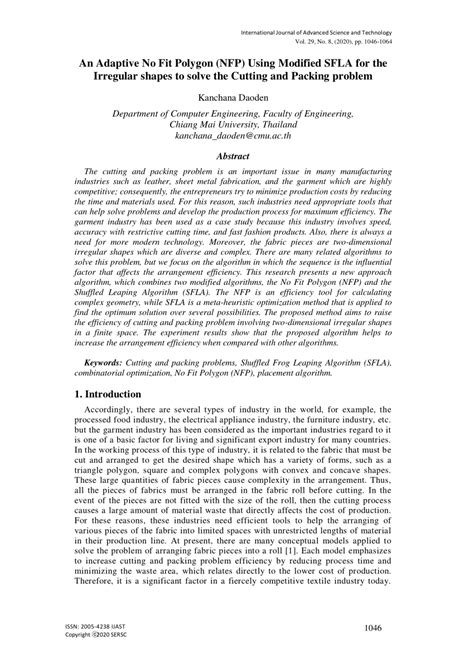 Pdf An Adaptive No Fit Polygon Nfp Using Modified Sfla For The