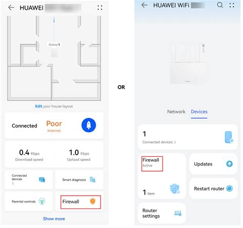 How To Set The Firewall Function Of My Router Using The Ai Life App Huawei Support South Africa