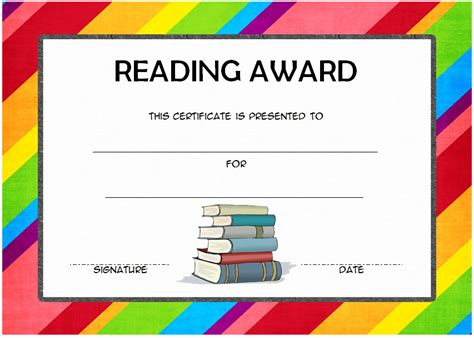 Reading Award Certificate Template Free Paper Clip Border Style