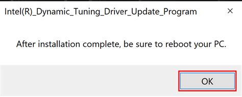 “intel® Dynamic Tuning Driver Ver 8 7 10801 25109” Update Program
