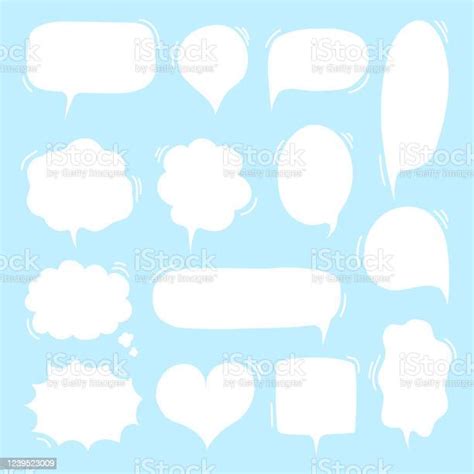 손 그리기 프레임 테두리 빈 연설 풍선 생각 말하기 이야기 텍스트 상자 배너의 컬렉션 세트 Brand Name Online Messaging Platform에 대한 스톡