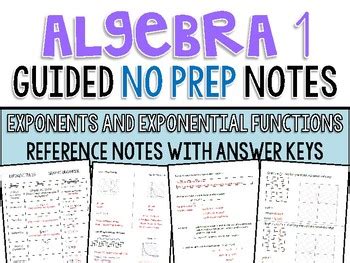 Algebra Guided Reference NO PREP Notes Exponents And Exponential Functions