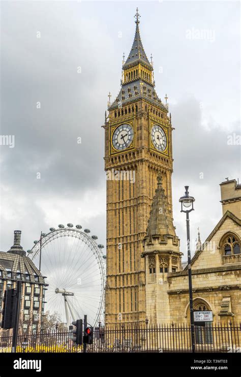 Big Ben Clock Tower And The Palace Of Westminster Central London Stock
