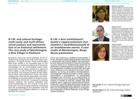 Pdf Bim And Cultural Heritage Multi Scalar And Multi Dimensional Analysis And