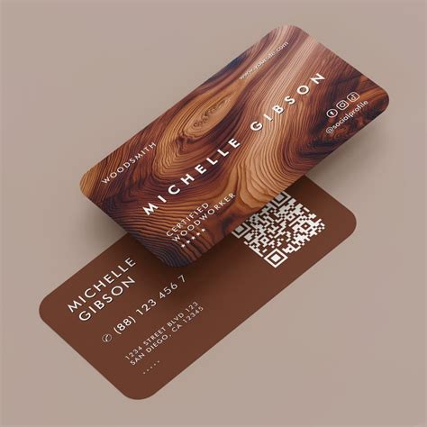 Minimal Woodworker Carpenter Teak Wood Modern Business Card Zazzle