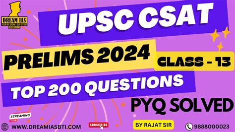 UPSC CSAT PYQ SOLVED CLASS TOP QUESTION BY RAJAT SIR YouTube