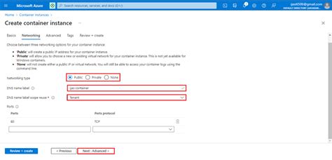 Create The Container Instances In Azure Portal