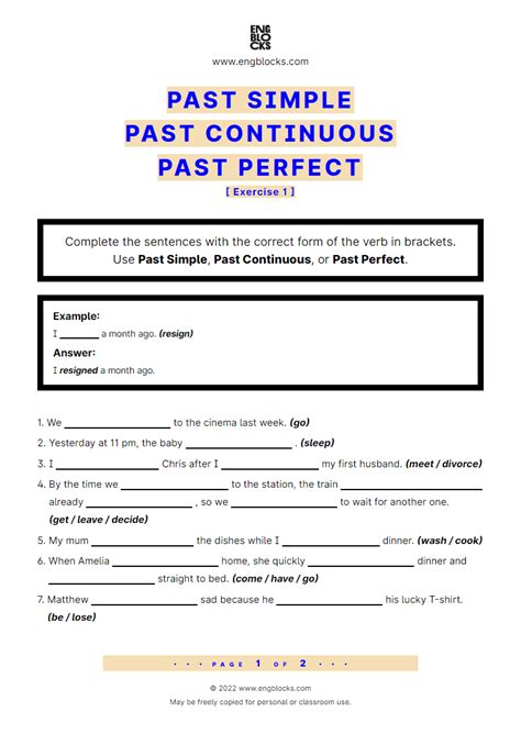 Past Simple Past Continuous Past Perfect — Exercise 1 Esl Worksheets