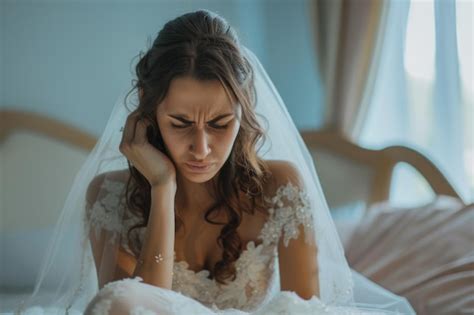 Premium Photo Stressed Bride Discovers Cheating Scandal Cries After Break Up Text
