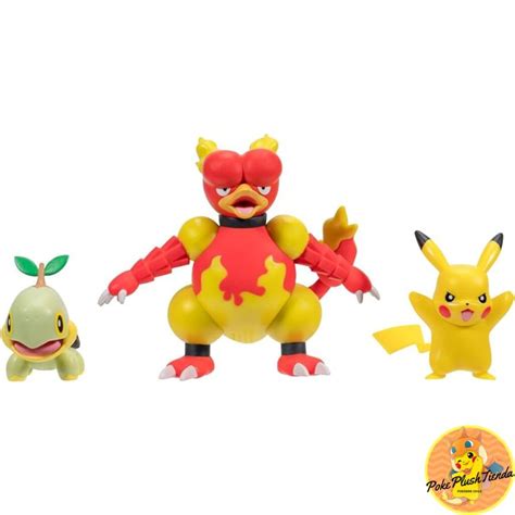 Set 3 Figuras Pokémon Turtwig Pikachu Magmar Pokeplush