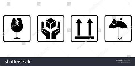 Fragile Package Label Stickers Icon Set Stock Vector Royalty Free Shutterstock