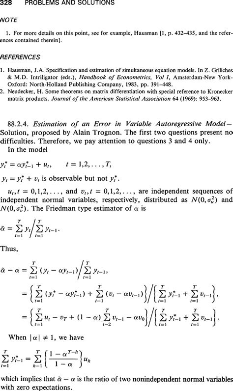 Estimation Of An Error In Variable Autoregressive Model Econometric Theory Cambridge Core
