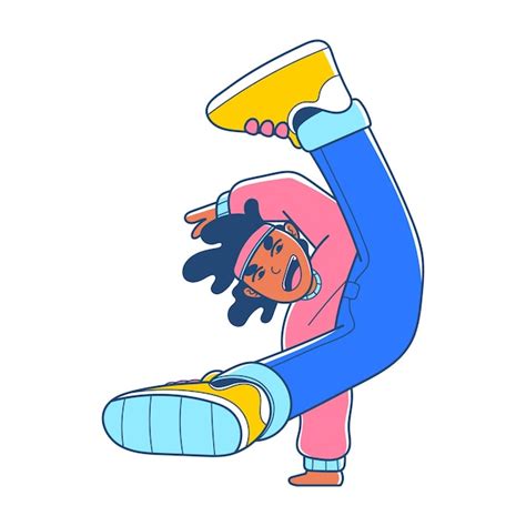 팝 아트의 행복한 브레이크 댄스 소년 프리미엄 벡터