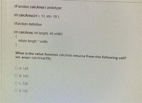 Solved Function Calcareas Prototype Int Calcareaint