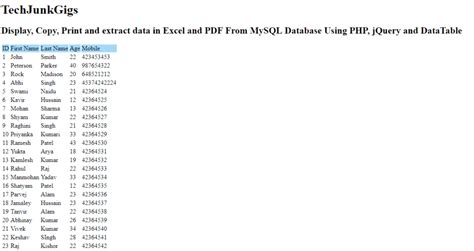 Export Table Data To Excel Using Php And Mysqli Free