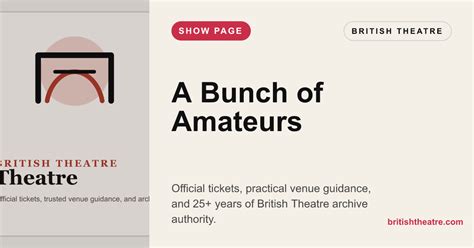 A Bunch Of Amateurs Historical West End Show Archive British Theatre