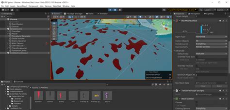 Navmesh Surface Not Being Created Beneath Terrain In Some Areas Runity3d