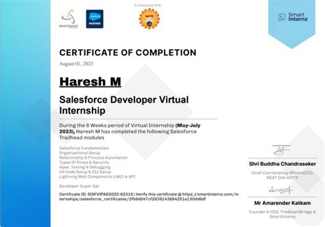 Haresh Moorthy On Linkedin Salesforce Smartinternz Trailblazer Aicte Virtualinternship