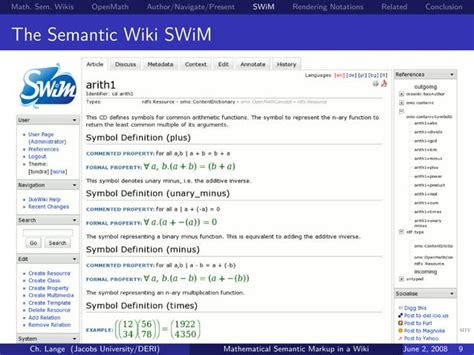 Mathematical Semantic Markup In A Wiki The Roles Of Symbols And