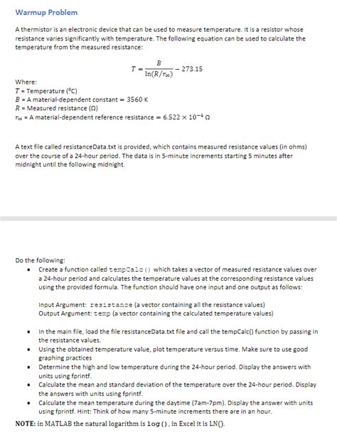 Solved A Thermistor Is An Electronic Device That Can Be Used