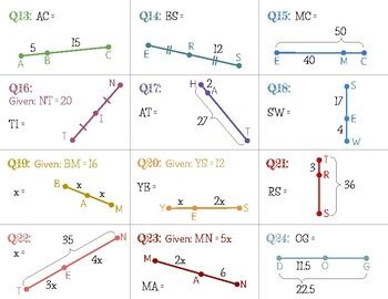 Cards Segment Addition Postulate By Tara Murphy TPT