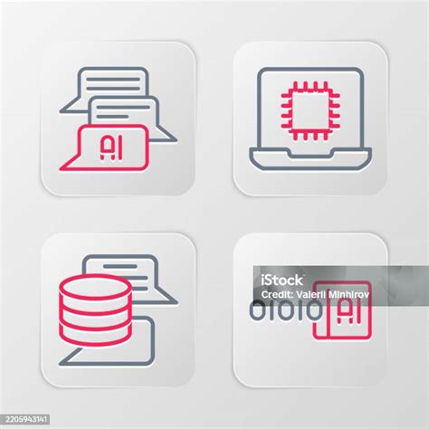 라인 바이너리 코드 서버 데이터 프로세서 Cpu 및 챗 봇 아이콘을 설정합니다 벡터 Cpu에 대한 스톡 벡터 아트 및 기타 이미지 Cpu 개념 다중 색상 Istock