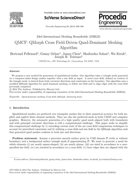 Pdf Qmcf Qmorph Cross Field Driven Quad Dominant Meshing Algorithm