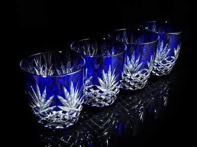 Faberge Odessa Blue Old Fashion Glasses Set Of 4 Measure 37 H Ebay