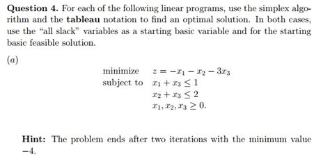 Solved For Each Of The Following Linear Programs Use The